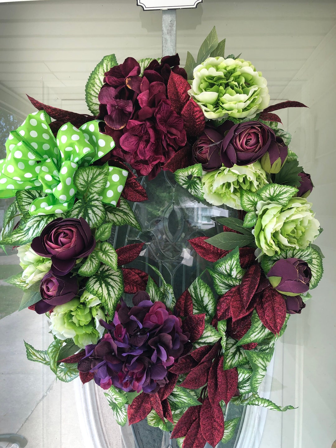 Wine Hydrangeas and Lime Peonies Spring and Summer Wreath - Etsy