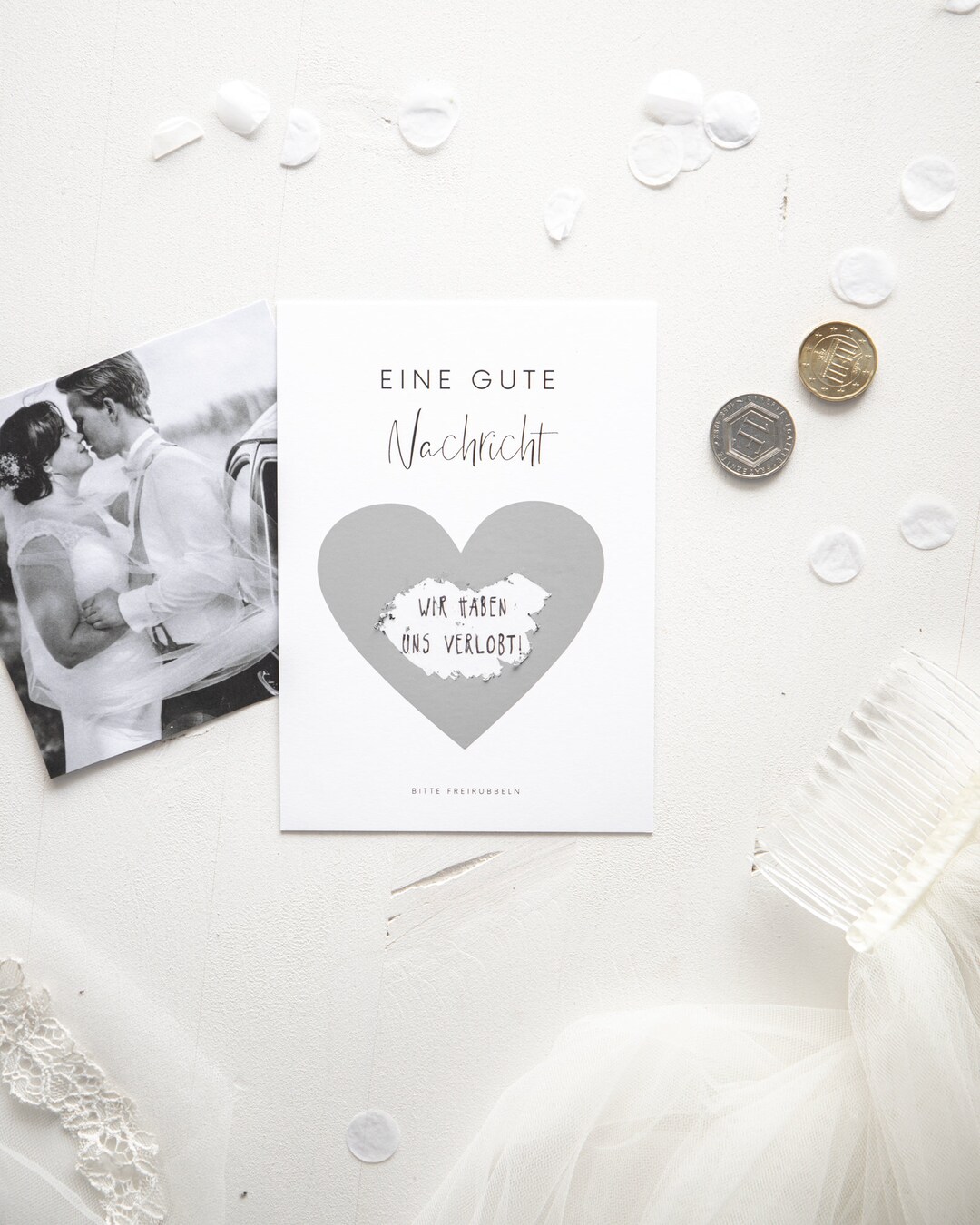 Scratch Card Good News Heart Gold / Gray / Rose Surprise - Etsy