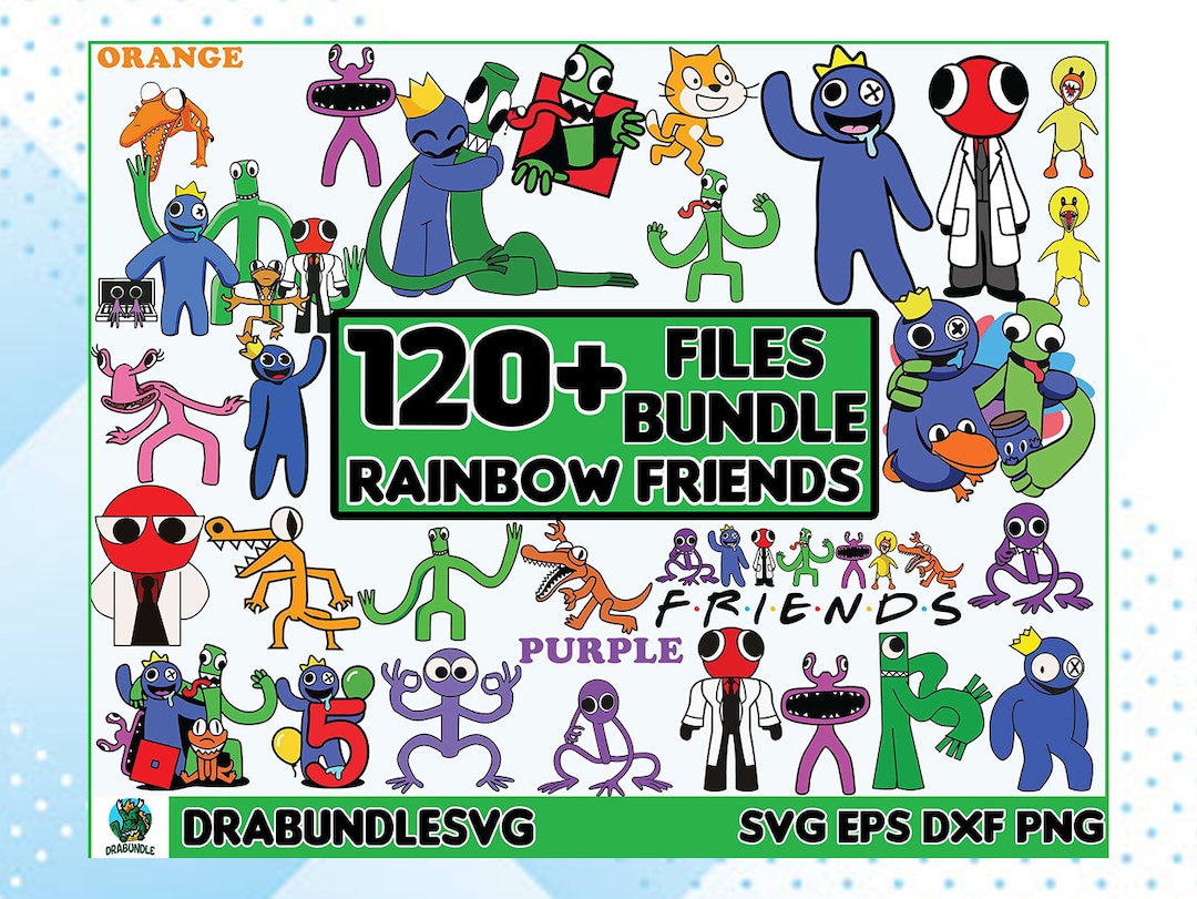 120 Rainbow Friends Clipart PNG Bundle Blue PNG Bundle - Etsy