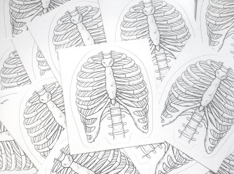 Rib Cage Stickers (black and White) - Etsy