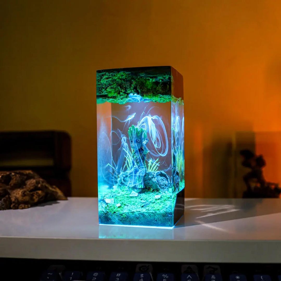 Baby Groot Superhero Resin Lamp, Mar.vel Epoxy Lamp Resin Lamp, Custom ...