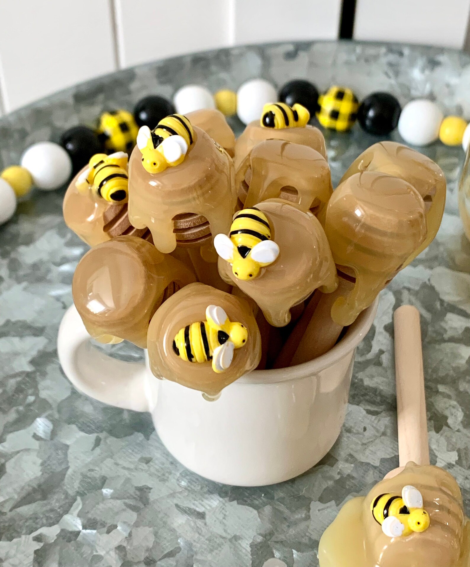 Fake Mini Honey Dipper Set of 2bee Tiered Tray Decor | Etsy