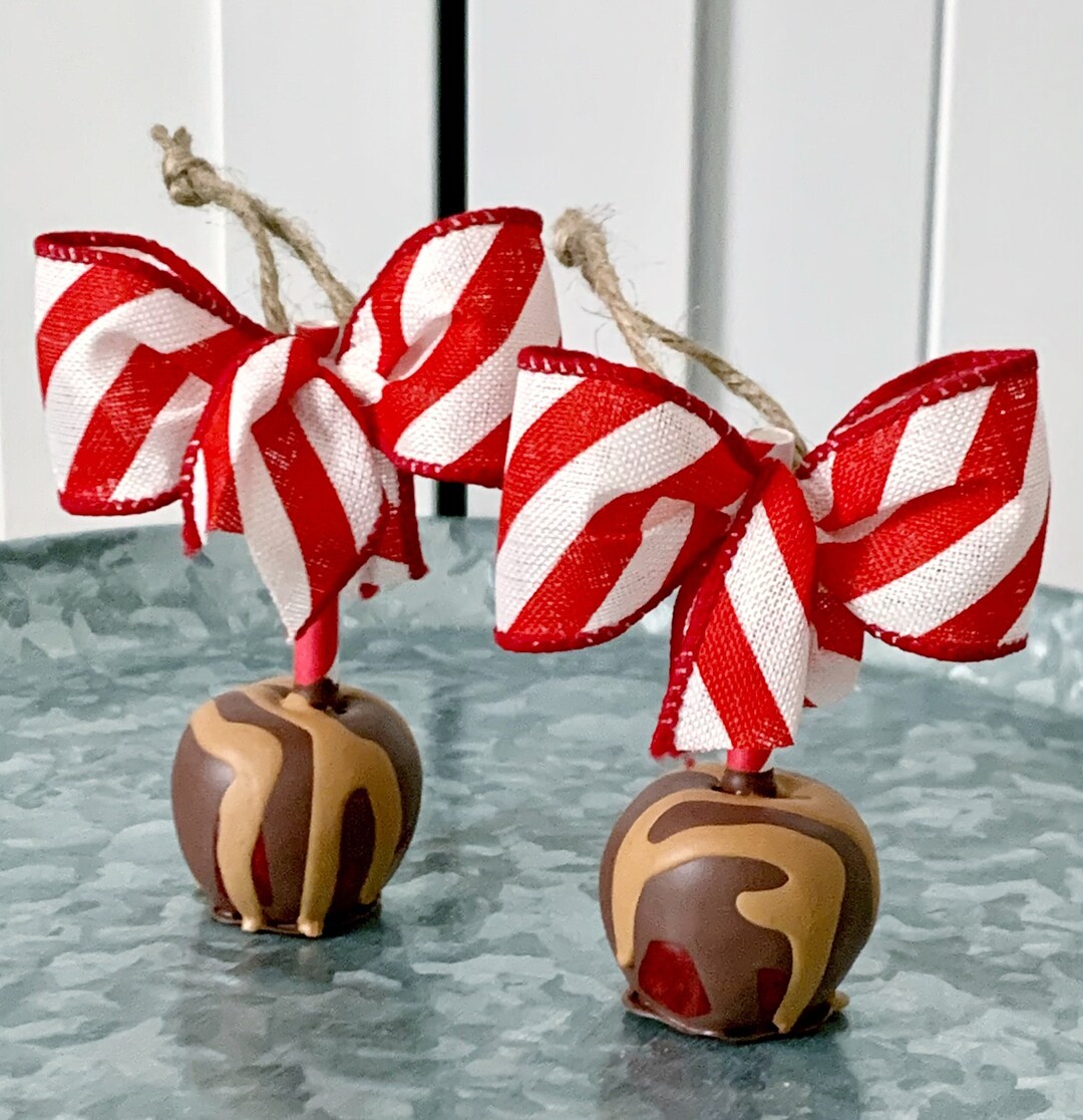 Chocolate Caramel Fake Mini Candy Apple Ornament, Christmas Tiered Tray ...