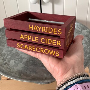 Mini Fall Crate, Autumn Tier Tray, Country Harvest Hayrides Apple Cider ...