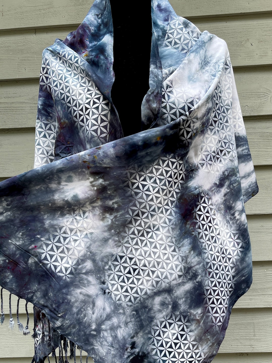 Dark Tie Dye Flower of Life Rave Pashmina, Rave Accessories for Rave ...