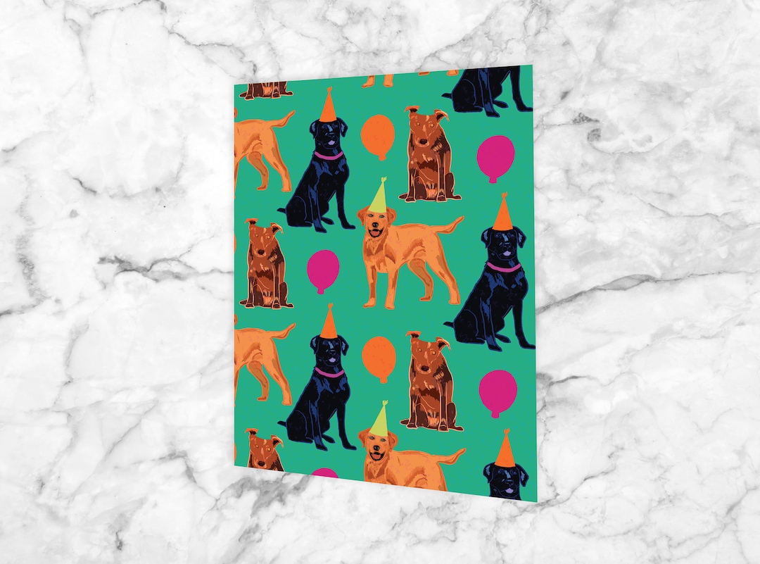 Labrador Birthday Card: Dog Pawty Stationery - Etsy