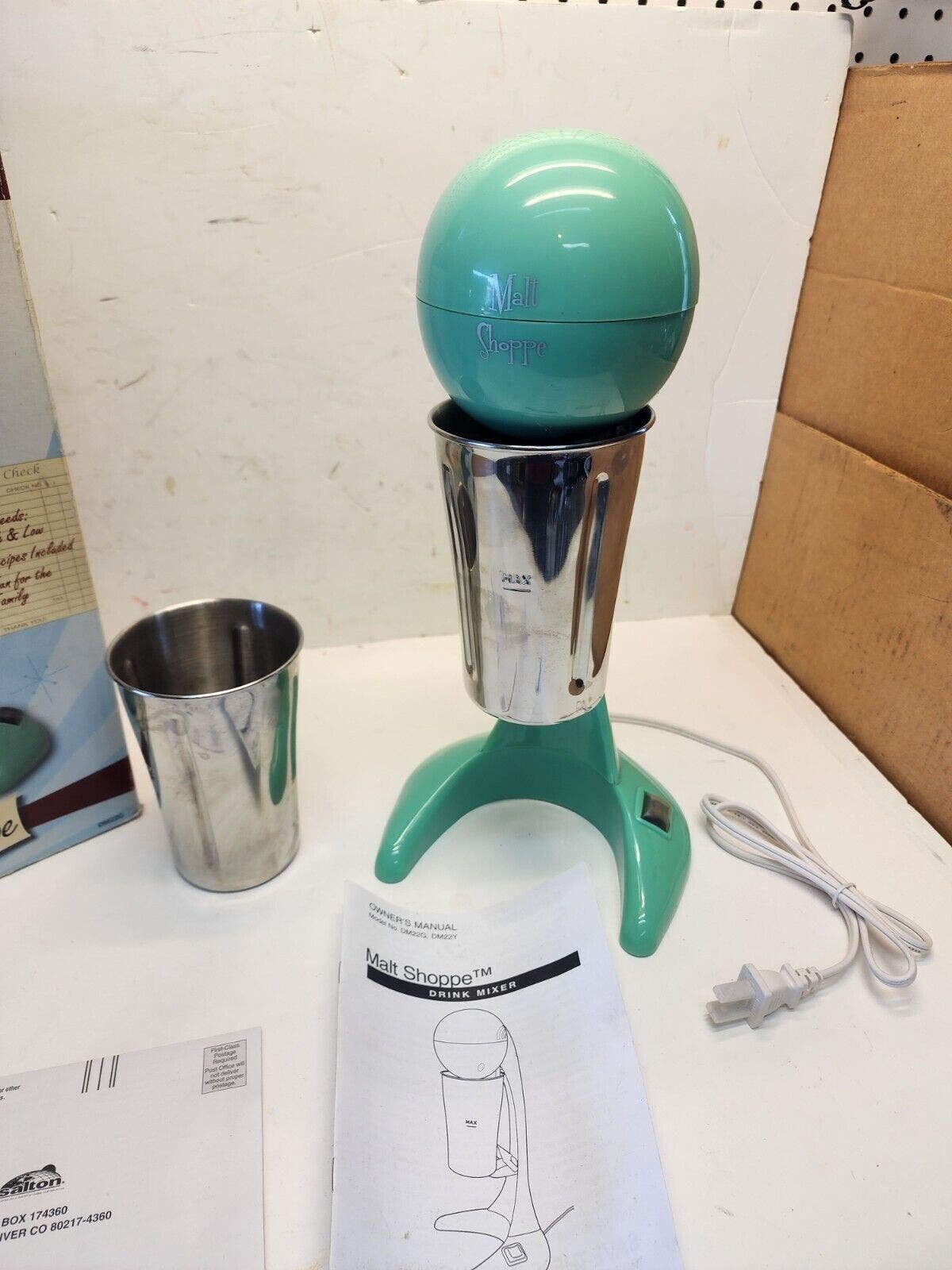 Salton Diner Malt Mixer Shake Mixer Dm22g With 2 Serving Cups NOS in ...
