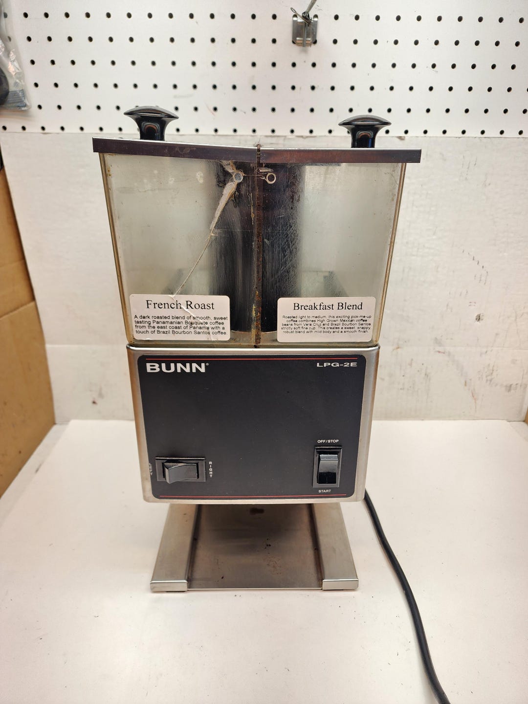 BUNN Coffee Grinder Low Profile Dual Hopper Stainless Commercial LPG-2E ...