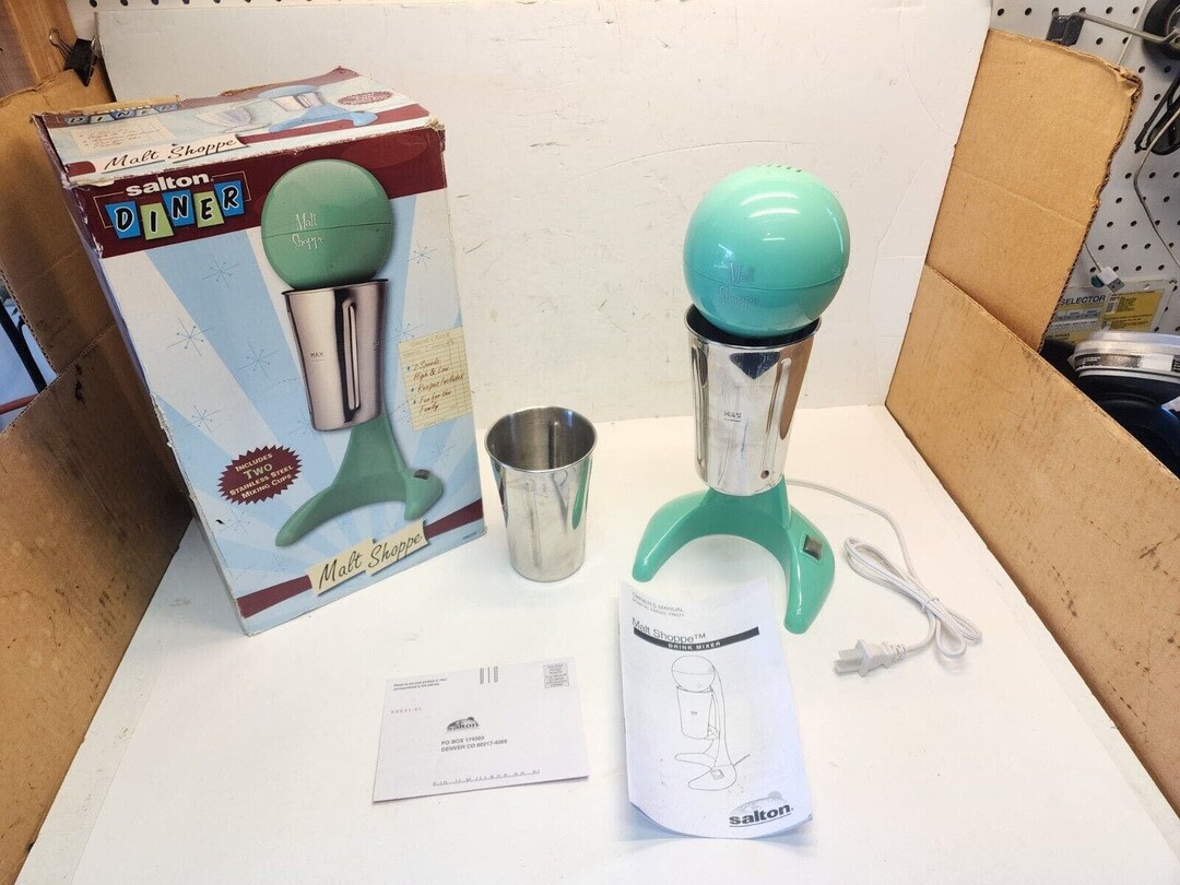 Salton Diner Malt Mixer Shake Mixer Dm22g With 2 Serving Cups NOS in ...