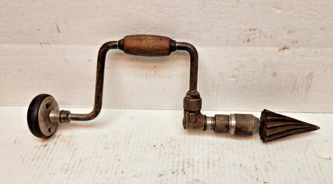 Vintage Samson Hand Ratchet Bit Brace Drill W/spiral Flute Pipe Burring ...