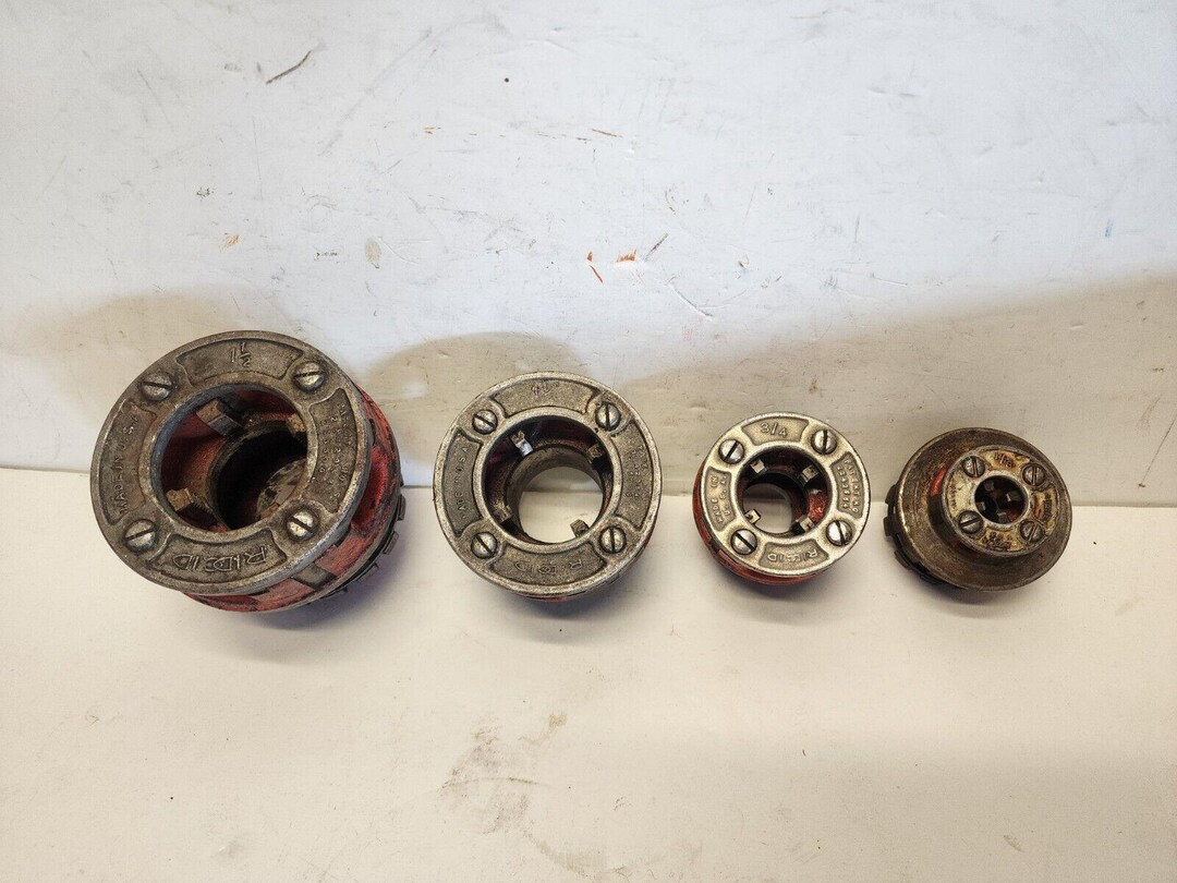 Lot 4 Ridgid Pipe Threader Ratchet Head Set 12-R 1/8, 3/4, 1-1/4, 1-1/2 ...