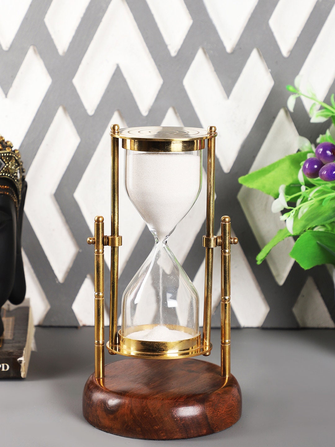 Nautical Antique Brass Hanging Sand Timer With Wooden Stand Sand Glass ...