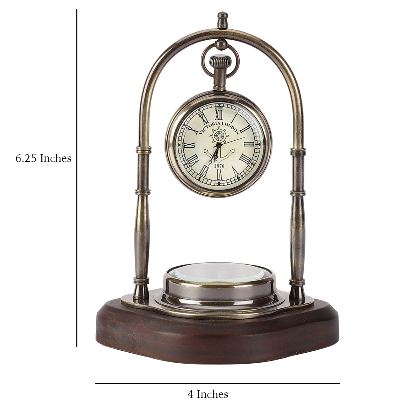 Ximdeco Nautical Vintage Brass Table Clock With Wooden Stand for Home ...