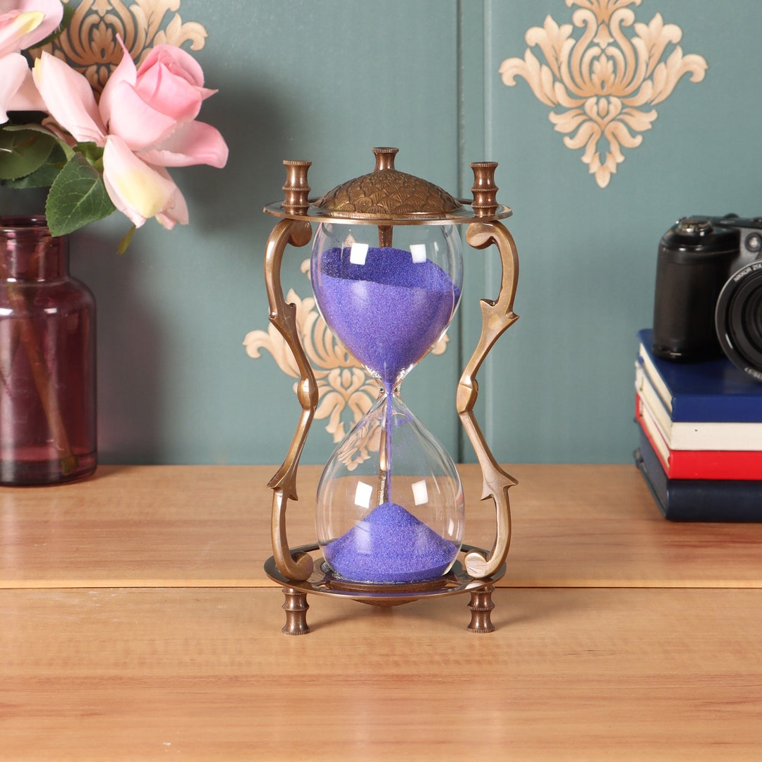 Antique Brass Pink/black/purple Sand Timer With Twigs Pillar Sand Timer ...