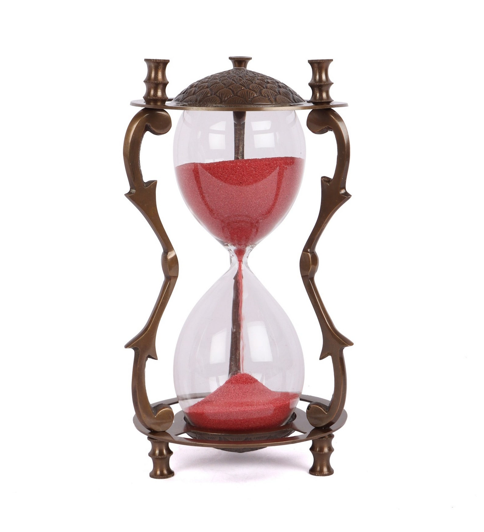 Antique Brass Pink/black/purple Sand Timer With Twigs Pillar Sand Timer ...