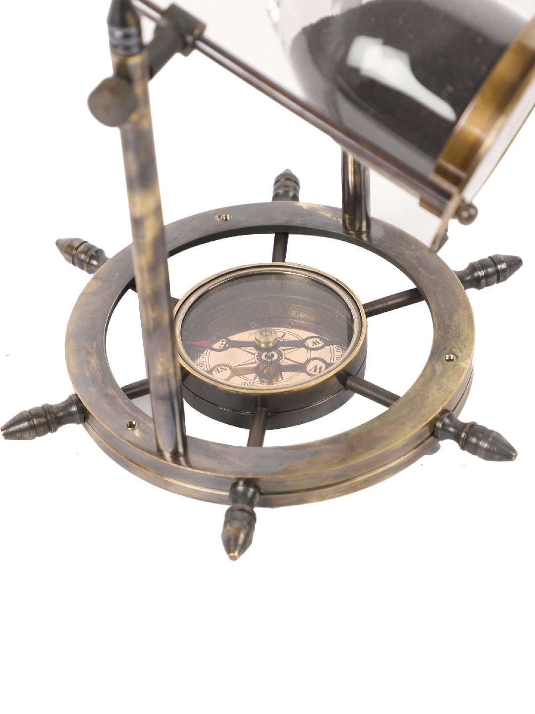 Nautical Antique Brass Hanging Sand Timer With Ship Wheel Compass for ...
