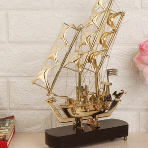 Brass and Wooden Handcrafted Nautical Marine Casted Ship Decorative and ...