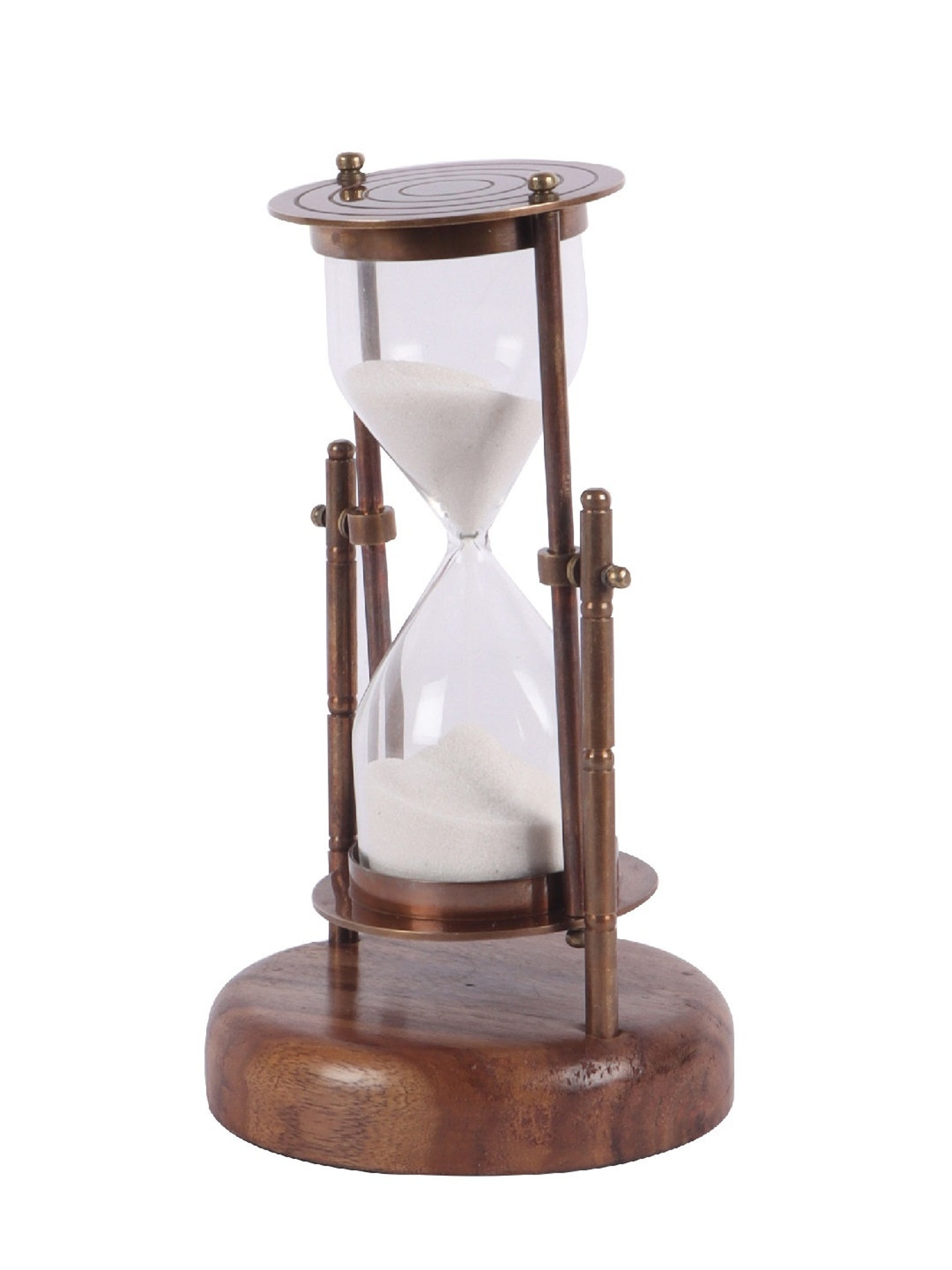 Nautical Antique Brass Hanging Sand Timer With Wooden Stand Sand Glass ...