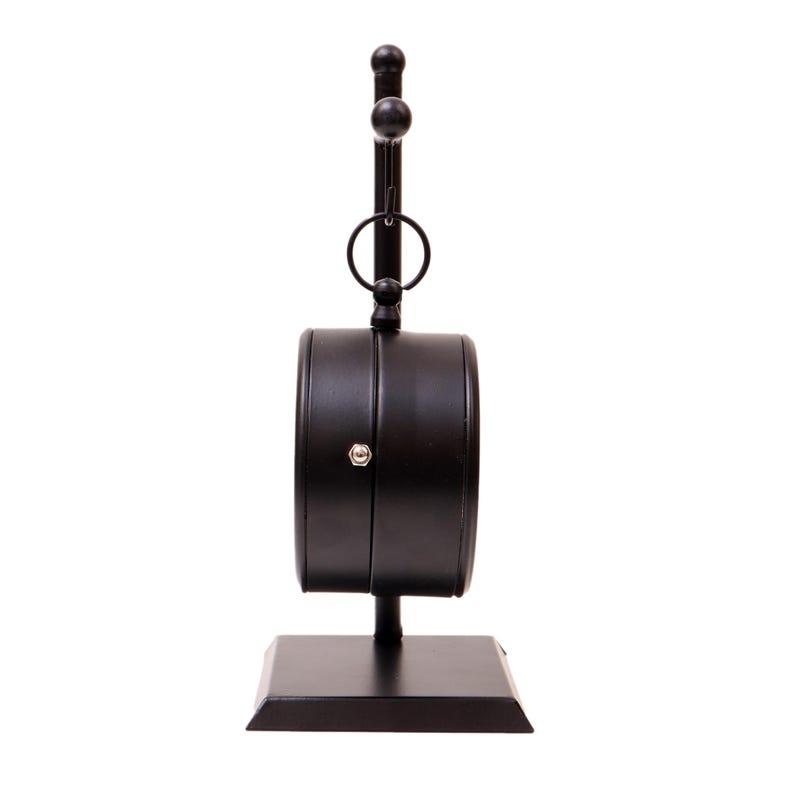 Vintage Style Victoria Dual Side Hanging Metal Table Clock With Black ...