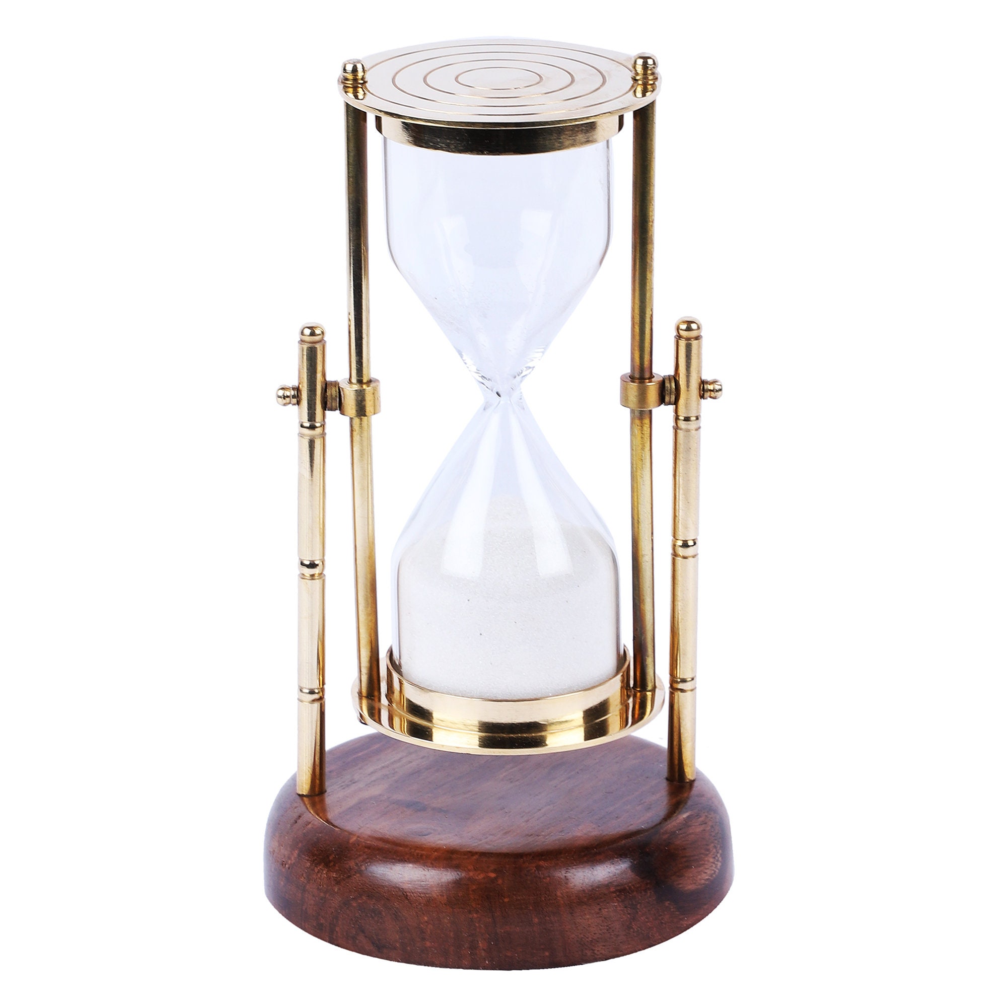 Nautical Antique Brass Hanging Sand Timer With Wooden Stand Sand Glass ...