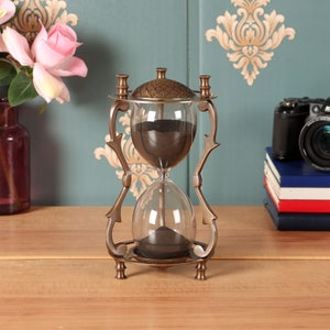 Antique Brass Pink/black/purple Sand Timer With Twigs Pillar Sand Timer ...