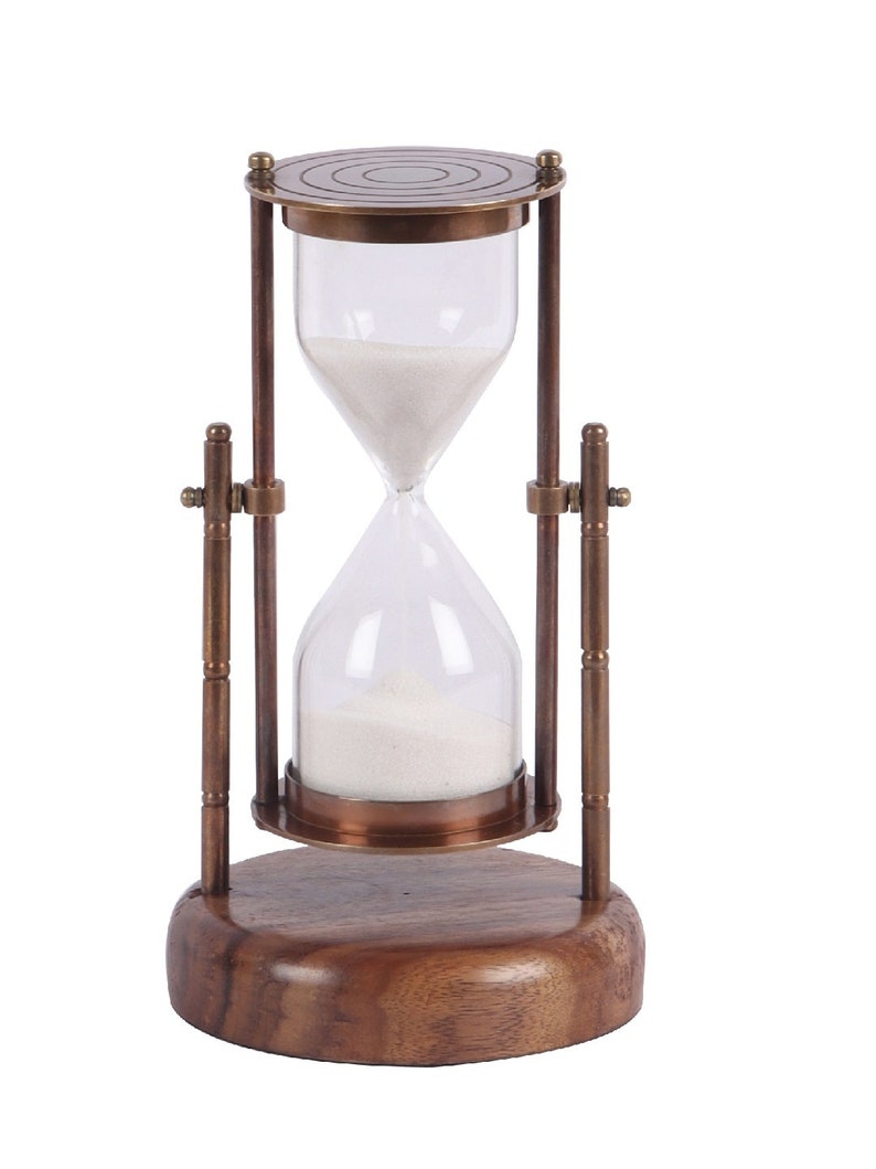 Nautical Antique Brass Hanging Sand Timer With Wooden Stand Sand Glass ...