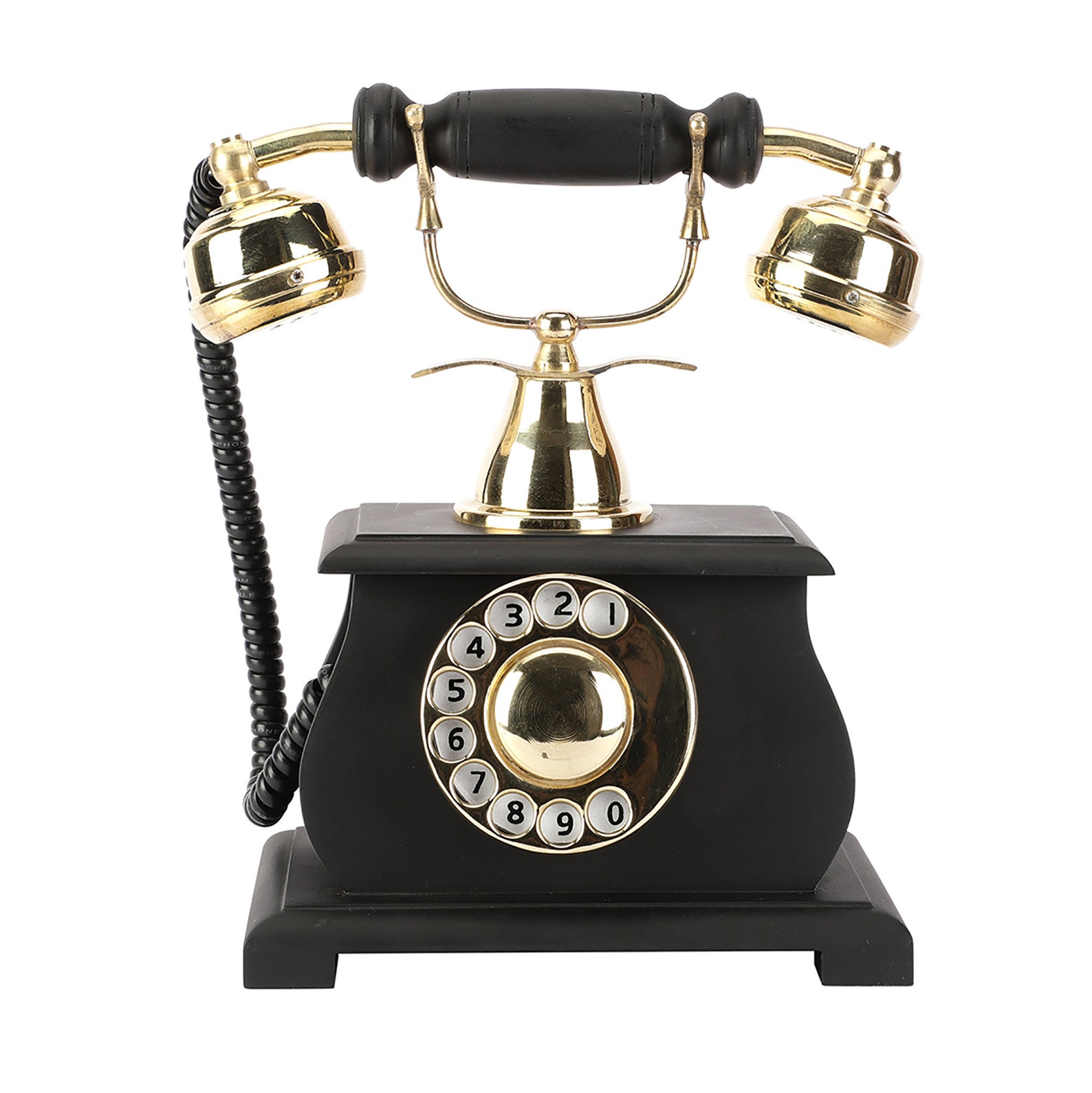 Brass and Wooden Handcrafted Vintage Hut Style Dummy Retro Telephone ...