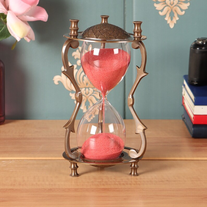 Antique Brass Pink/black/purple Sand Timer With Twigs Pillar Sand Timer ...