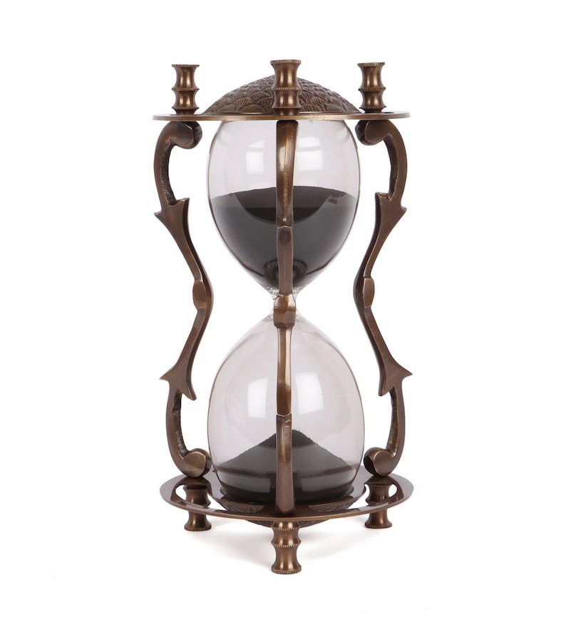 Antique Brass Pink/black/purple Sand Timer With Twigs Pillar Sand Timer ...