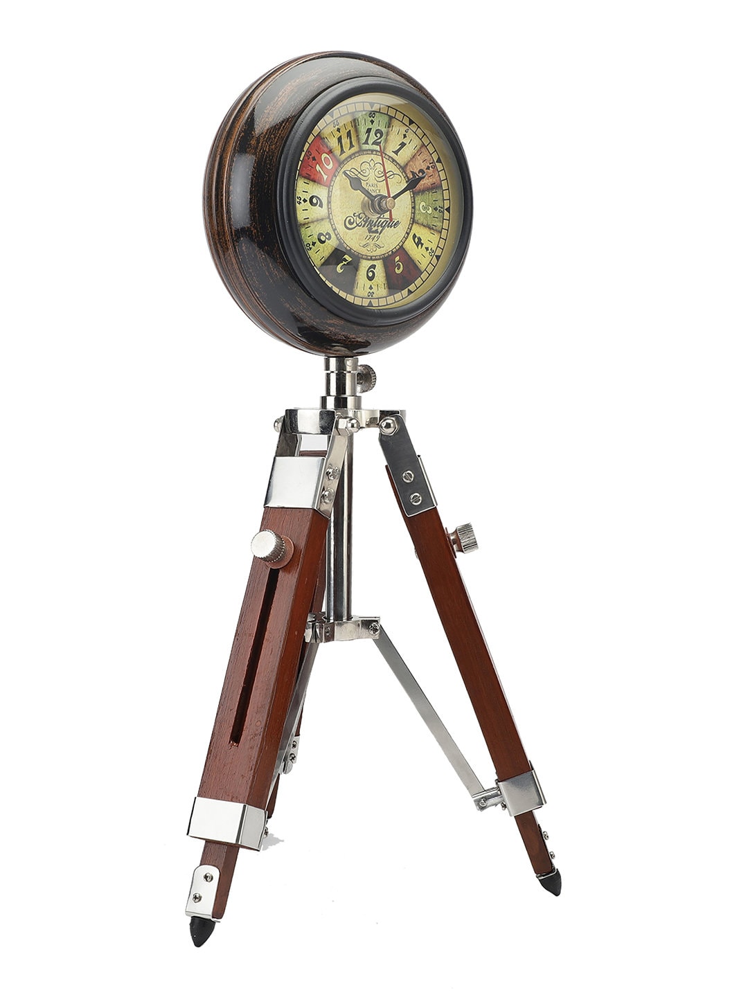 Nautical Brown Wooden Vintage Victoria Table Clock With Tripod Stand ...