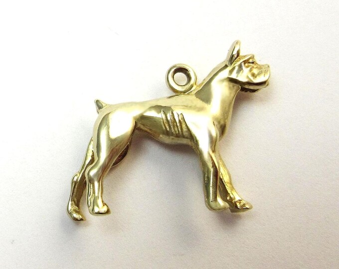 Boxer Dog Vintage Charm in 14kt Solid Gold. Strong, Smart and Great ...