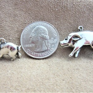 Pig Charm Sterling Silver Piglet Pendant Piggy 3D Farm Animal Charm Hog ...