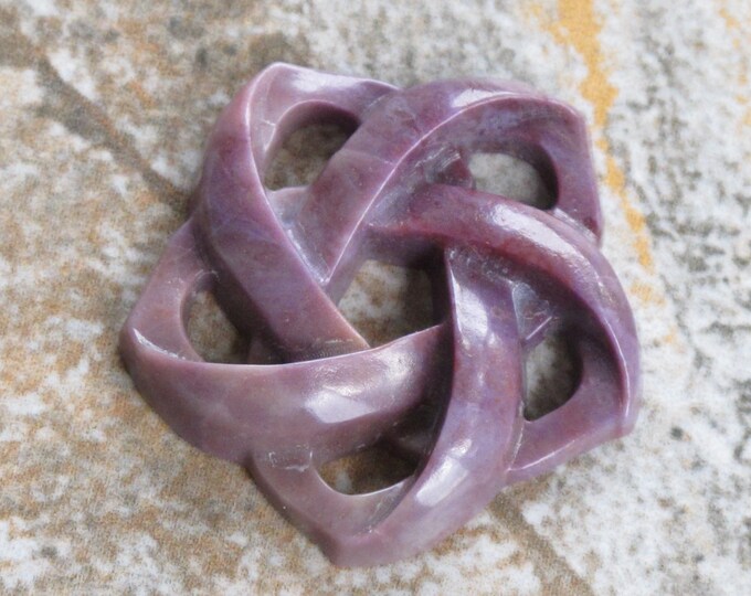 Purple Jade Pendant - Knot Flower - Carved Lavender Gemstone - Natural ...