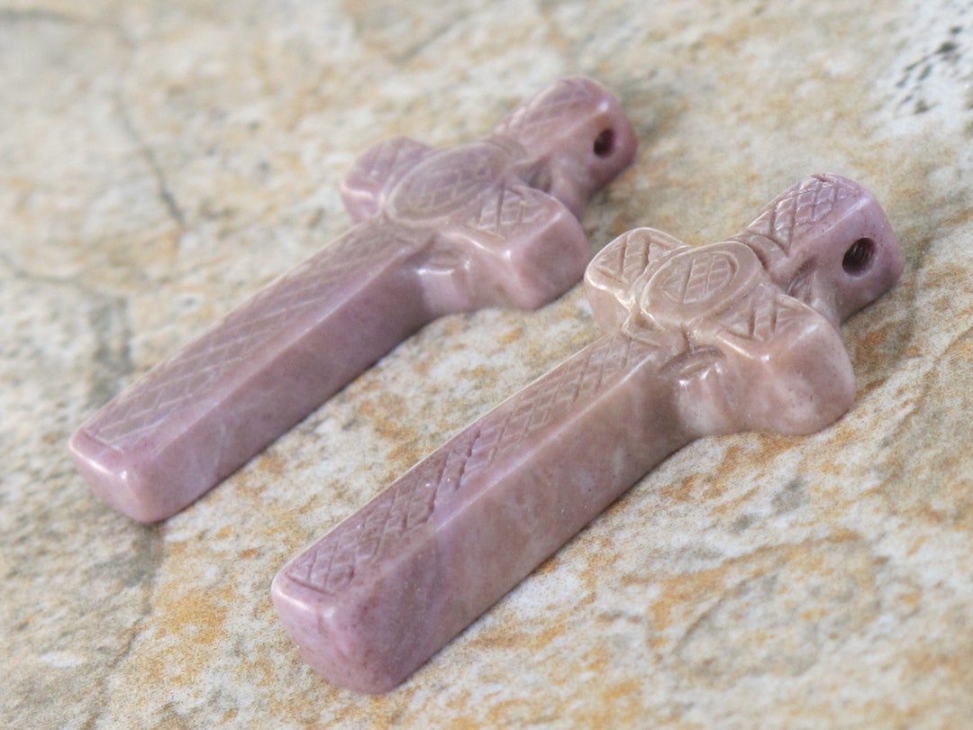CLEARANCE Lot of 2 Turkish Purple Jade Pendant Beads - Crucifix ...