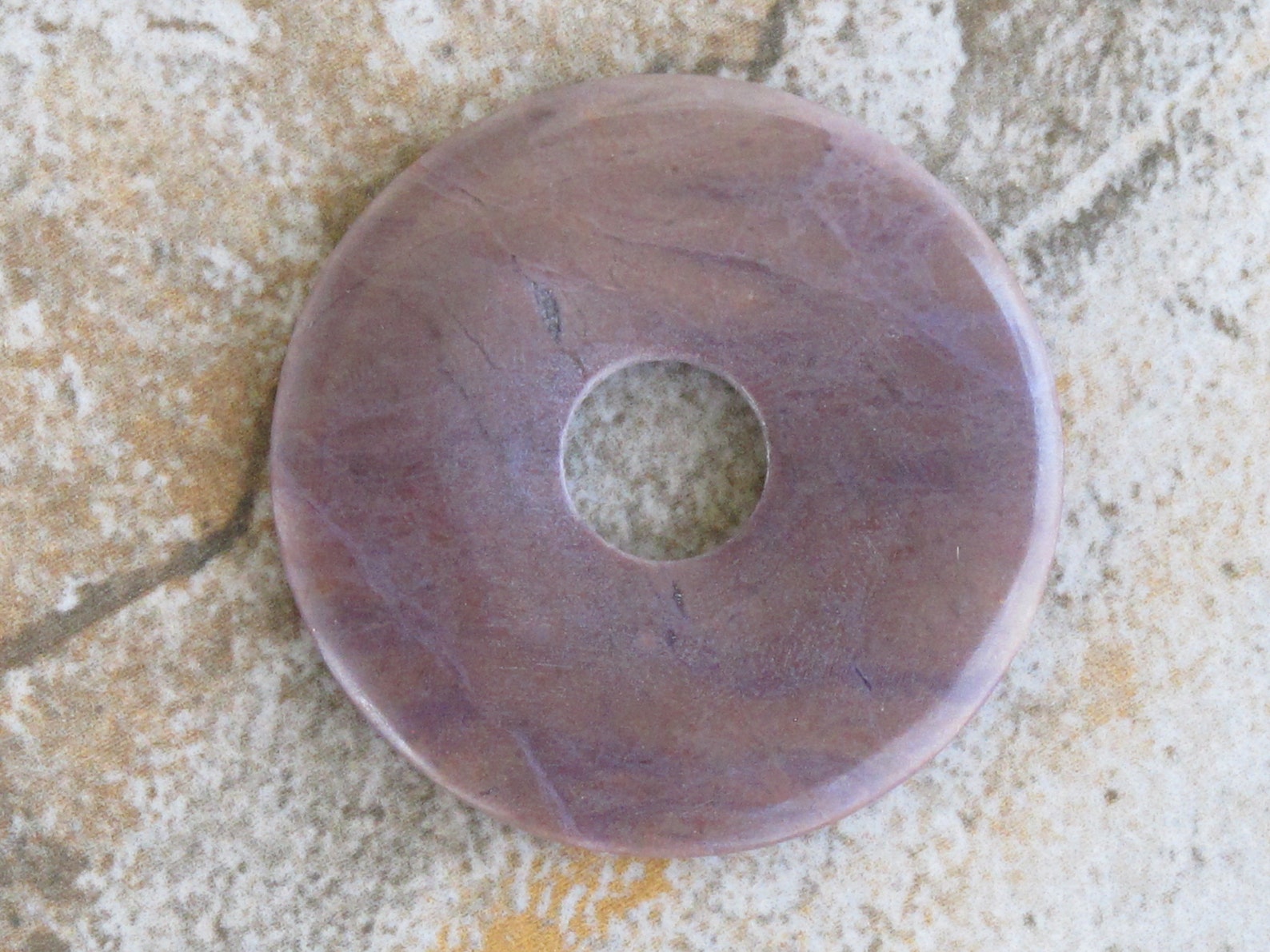 Large Jade Pi Pendant - Lavender Jade Donut Pendant - Natural Stone ...