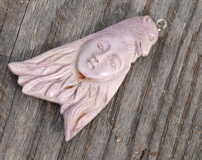 Lavender Jade Pendant - Native American Woman With Wolf - Lavender Jade ...
