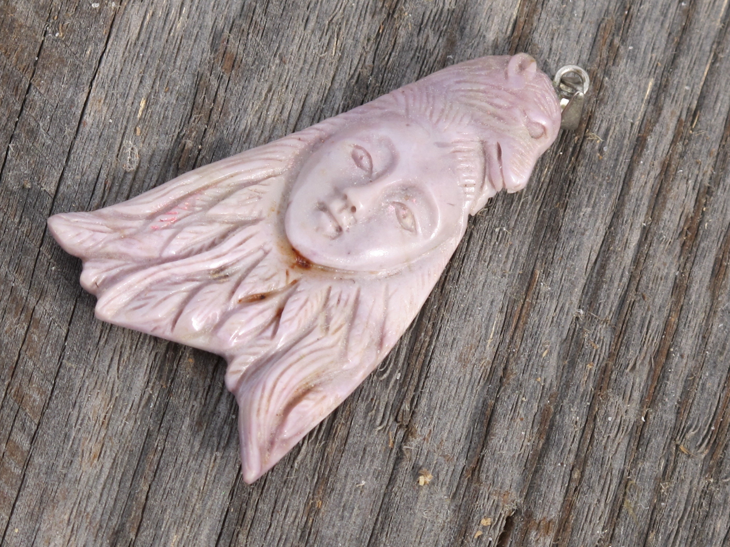 Lavender Jade Pendant Native American Woman With Wolf - Etsy