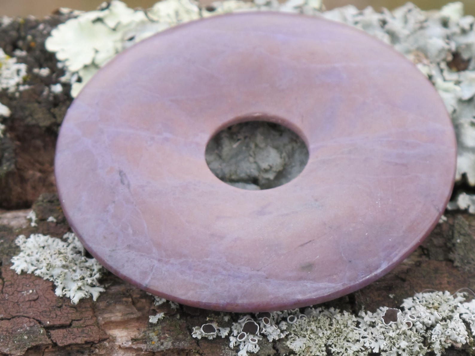 Large Jade Pi Pendant - Lavender Jade Donut Pendant - Natural Stone ...