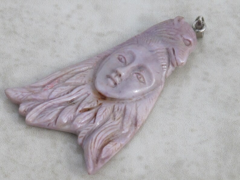 Lavender Jade Pendant Native American Woman With Wolf - Etsy