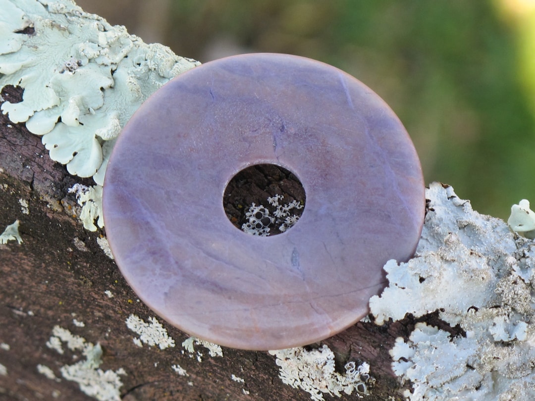 Large Jade Pi Pendant - Lavender Jade Donut Pendant - Natural Stone ...