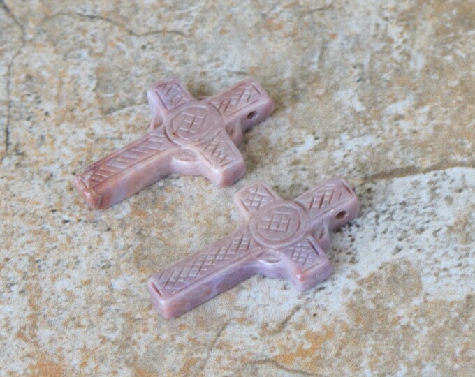 Lot of 2 Turkish Purple Jade Pendant Beads - Crucifix - Christian ...