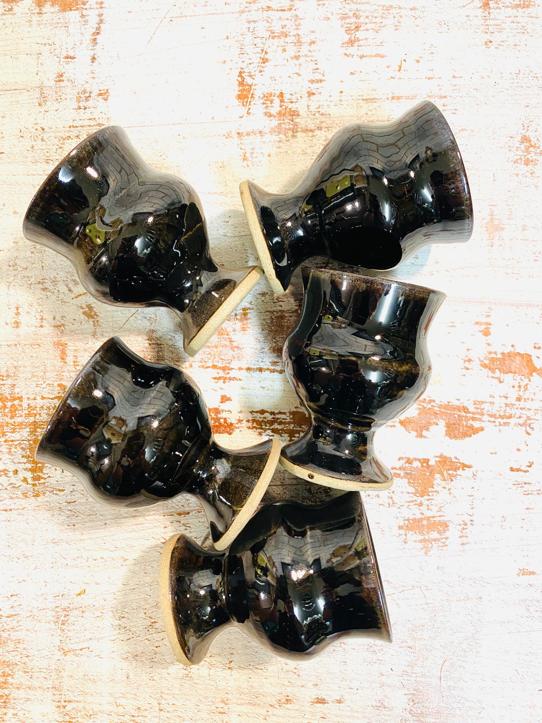 Vintage Austware Pottery Liqueur Goblets | Handmade Small Port Wine ...