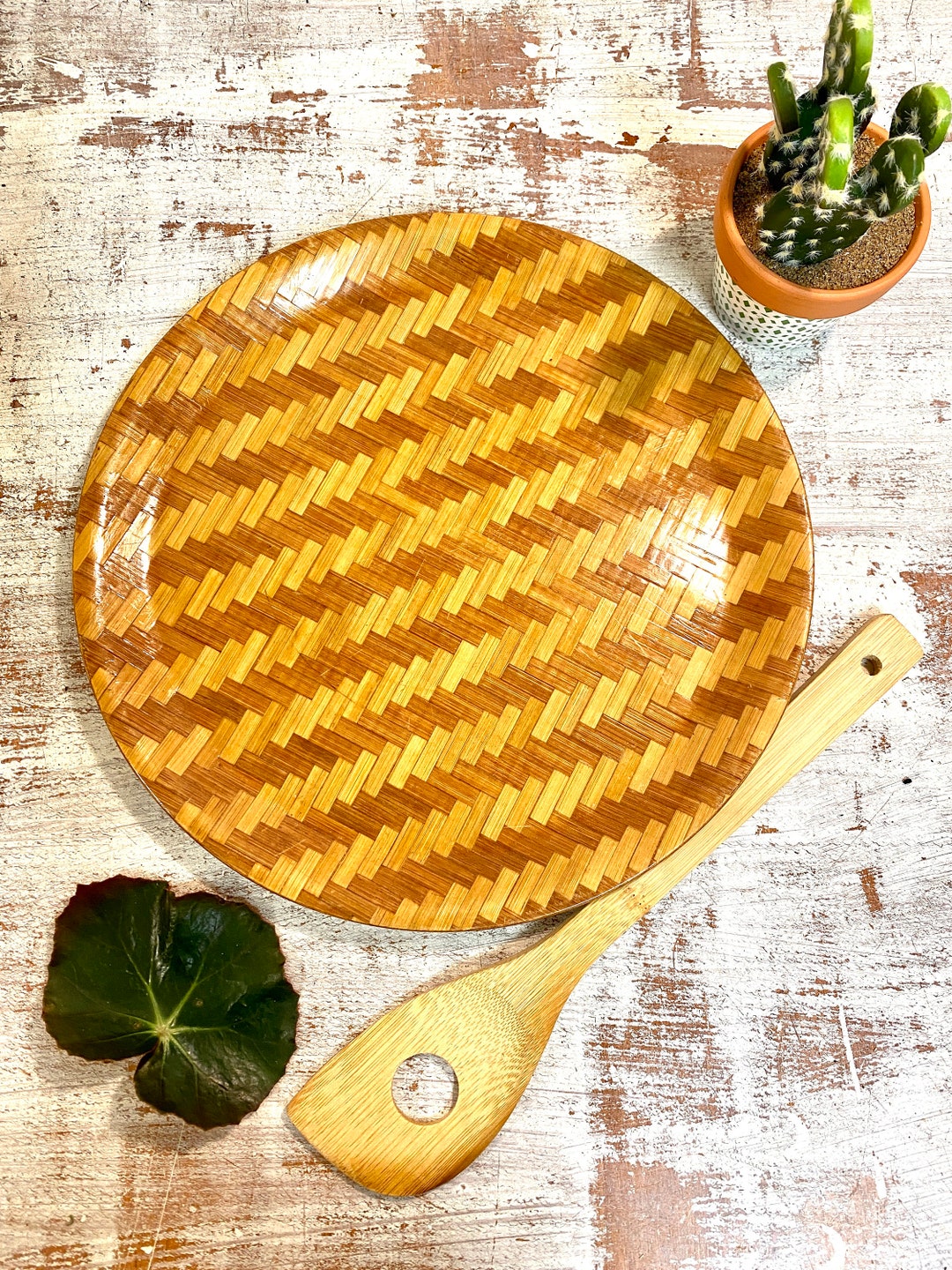Vintage Bamboo Plate Vintage Bamboo Small Tray Retro Bamboo Platter ...