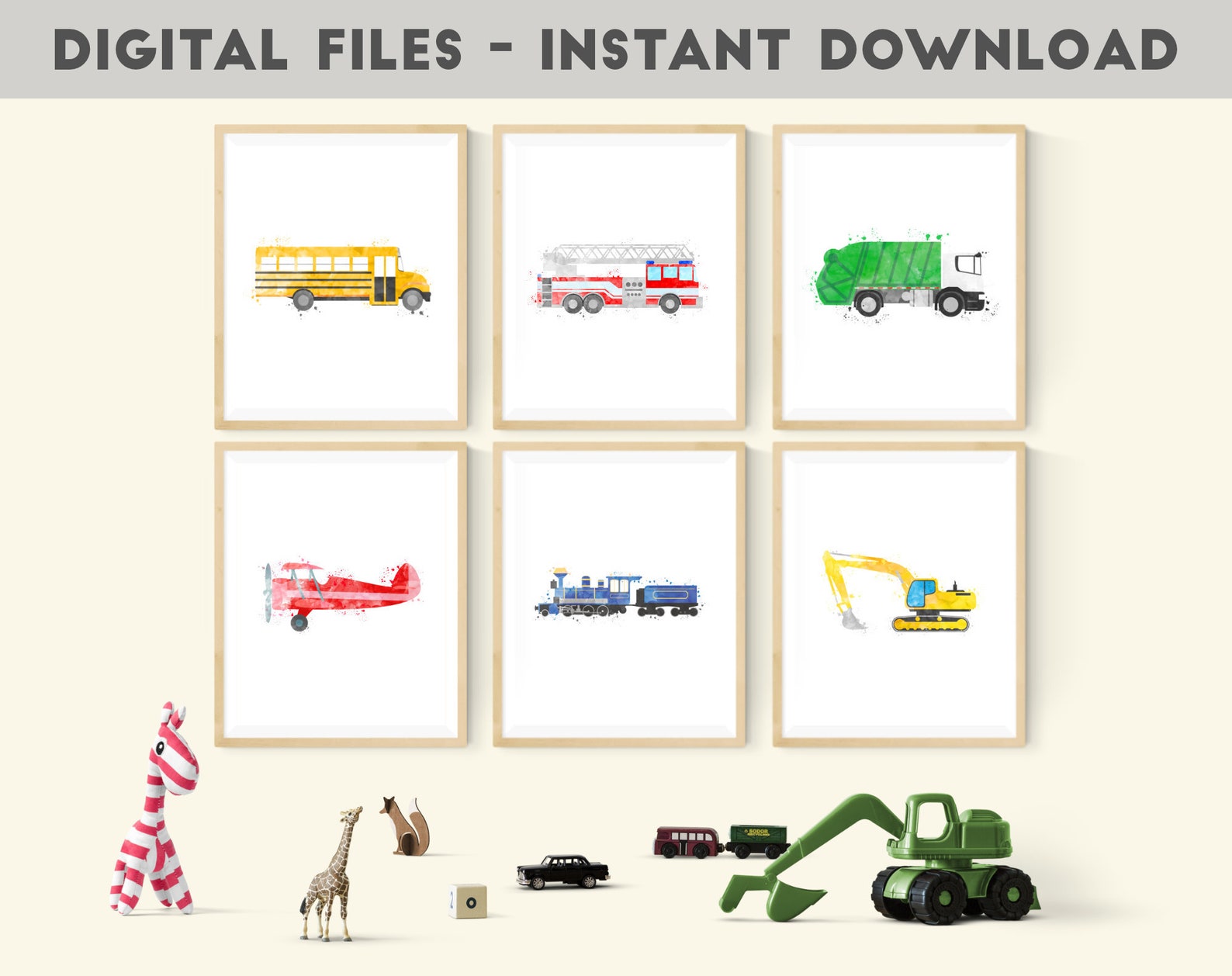 Transportation Kids Bundle, Transportation Wall Art, Set of 6 Prints ...