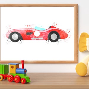 Racing Car Watercolor Prints - Vintage Bundle of 3 - Perfect Wall Art ...