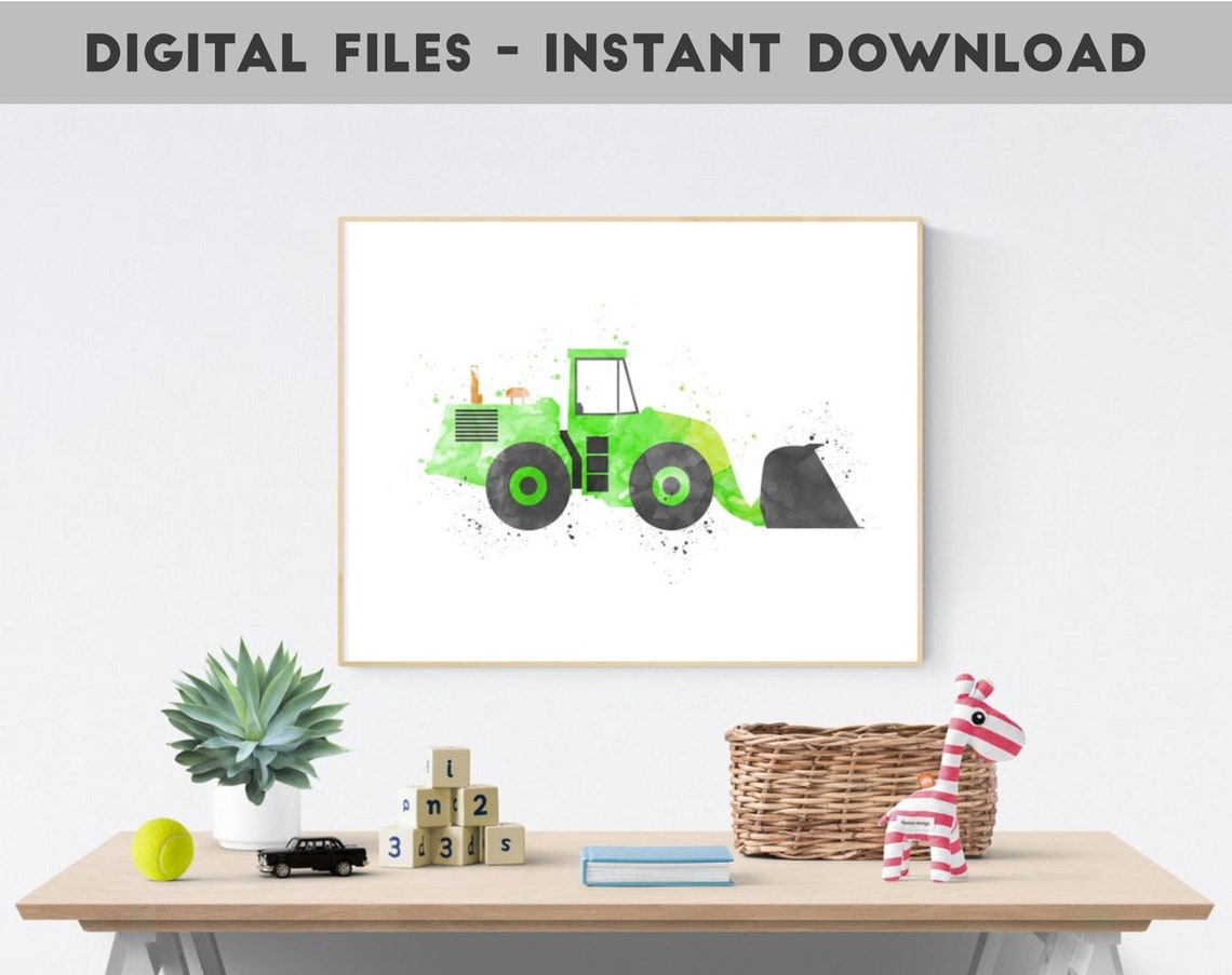 Loader Wall Art, Kids Playroom Art, Construction Theme, Construction ...