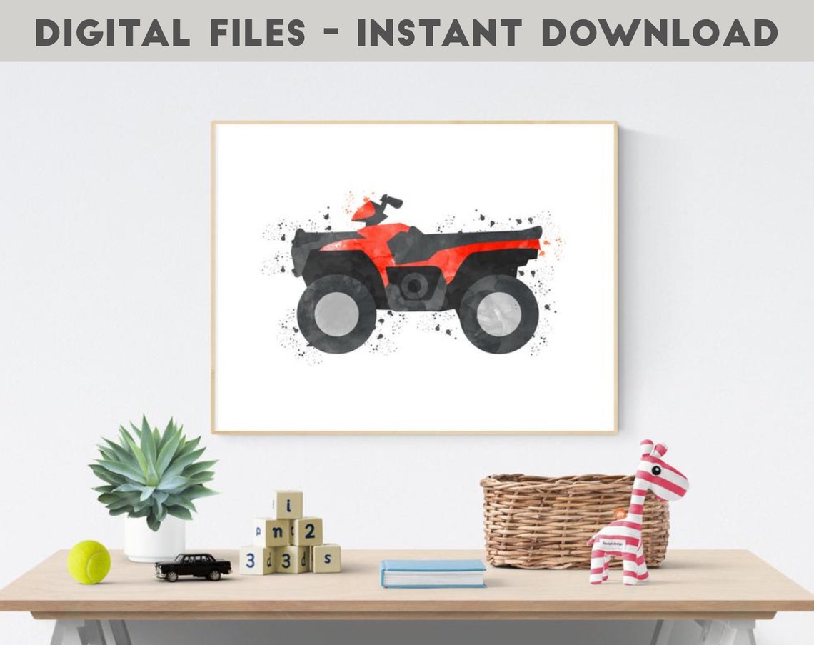Quad Bike Print, ATV Printable, Quad Wall Art, Terrain Car, Nursery Art ...