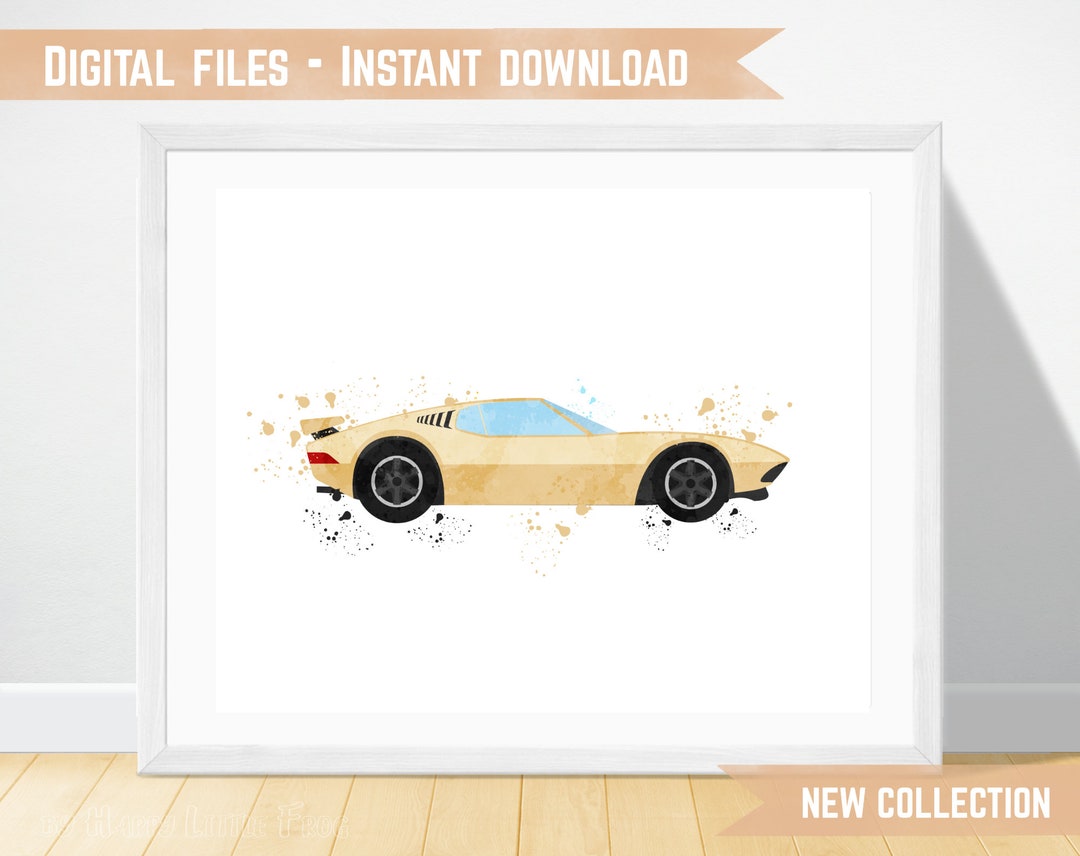 Sport Car Print, Kids Playroom Decor, Printable Wall Art, Boy Bedroom ...