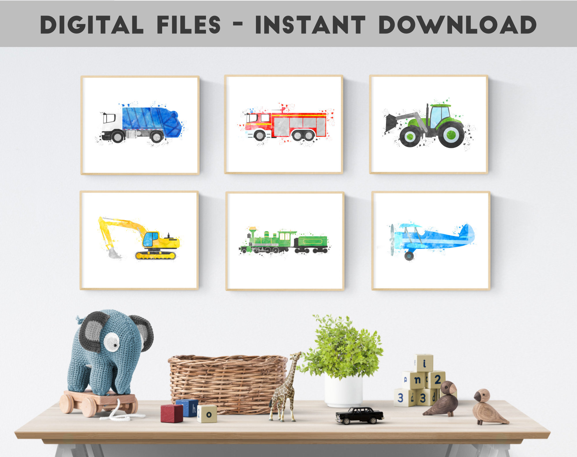 Transportation Kids Bundle, Transportation Nursery, Set of 6 Prints ...