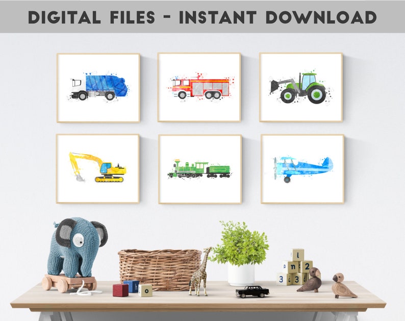 Transportation Kids Bundle, Transportation Nursery, Set of 6 Prints ...